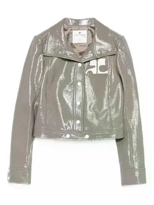 COURREGES Vinyl Cropped Jacket - Brown