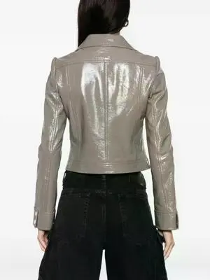 COURREGES Vinyl Cropped Jacket - Brown