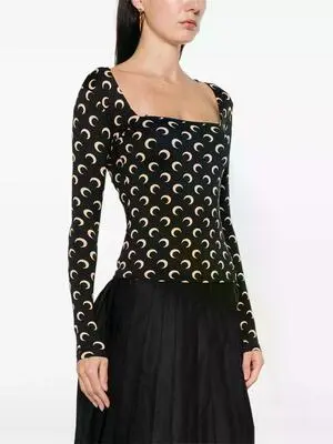 MARINE SERRE Moon Print Long Sleeve Top