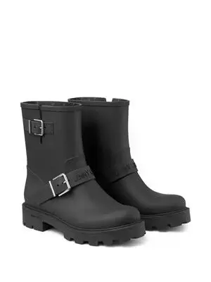 JIMMY CHOO Biker Rain Buckle-strap Boots - Black
