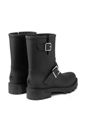 JIMMY CHOO Biker Rain Buckle-strap Boots - Black