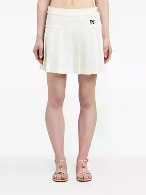 Palm Angels Monogram-embroidered Pleated Miniskirt