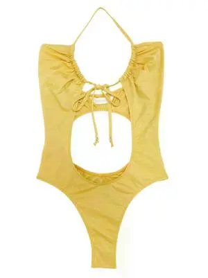 Palm Angels Glittered Cut-out Swimsuit - Yellow