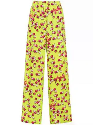 Palm Angels Cherries-patterned Flared Trousers - Green