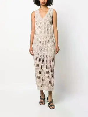 Brunello Cucinelli Dazzling Net-knit Maxi Dress