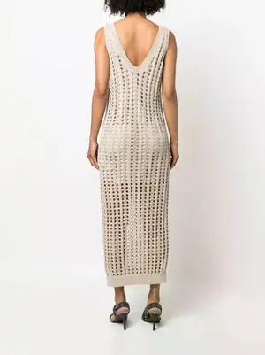 Brunello Cucinelli Dazzling Net-knit Maxi Dress