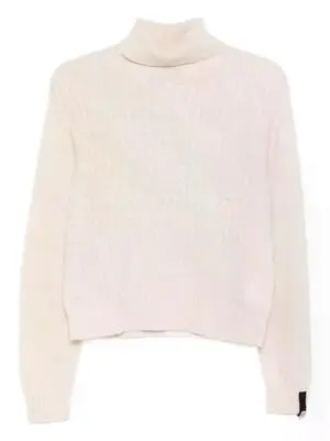 Iceberg Beige Ribbed Trim Turtleneck Sweater - Neutrals