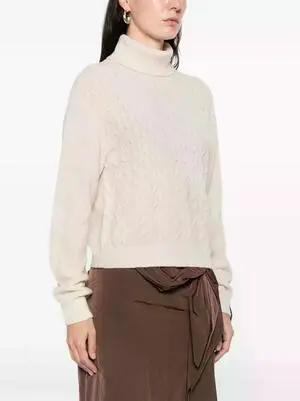 Iceberg Beige Ribbed Trim Turtleneck Sweater - Neutrals
