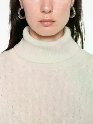 Iceberg Beige Ribbed Trim Turtleneck Sweater - Neutrals