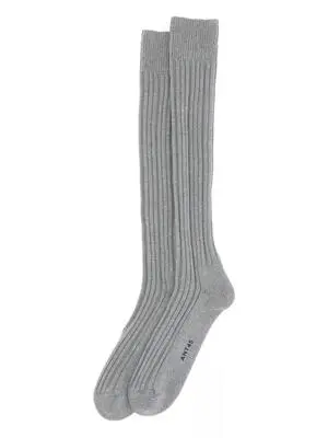 ANT45 Knee-high Ribbed Socks - Grey