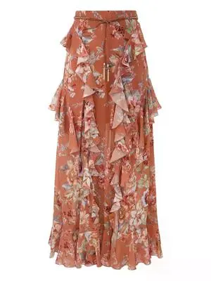 Zimmermann Ruffled Maxi Skirt - Brown