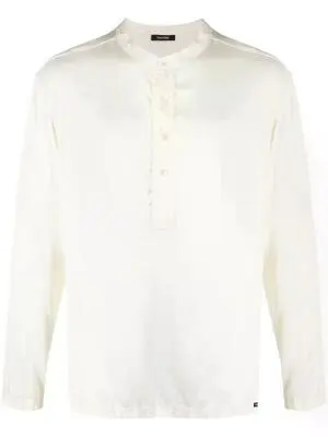 TOM FORD Button-placket Satin Shirt Neutrals