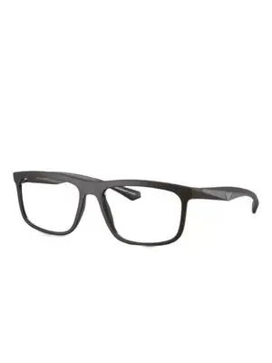 Emporio Armani Rectangle-frame Logo Glasses - Brown