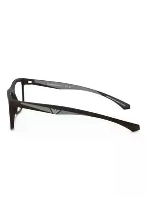 Emporio Armani Rectangle-frame Logo Glasses - Brown