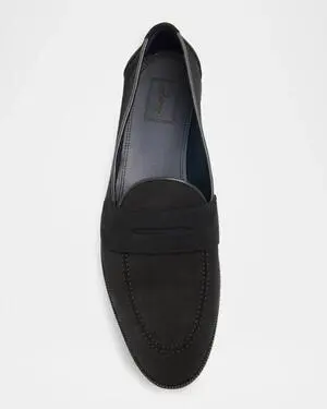 Brioni Appia Suede Penny Loafers - Black