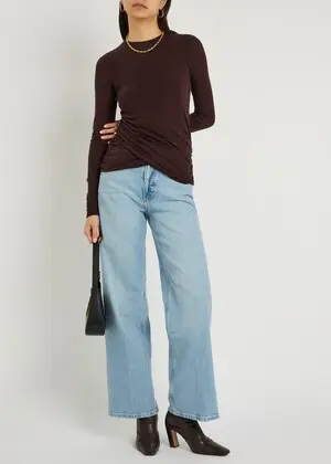 AGOLDE Eve Draped Jersey Top - Brown