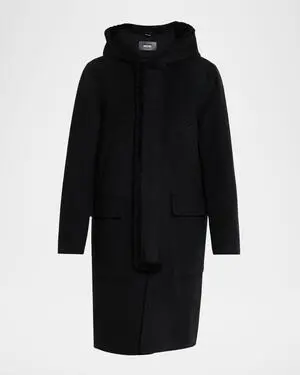 Mackage Abraham Long Wool Duffle Coat With Shearling Trim - Black
