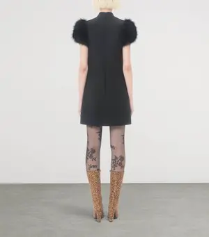 Valentino Garavani Crepe Feather-trim Mini Dress