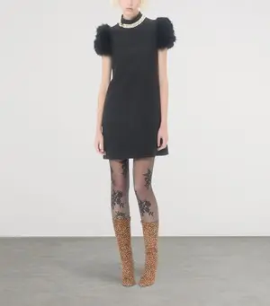 Valentino Garavani Crepe Feather-trim Mini Dress