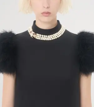 Valentino Garavani Crepe Feather-trim Mini Dress
