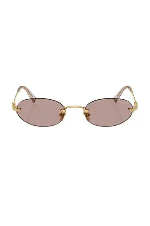 Miu Miu Oval Sunglasses - Gold