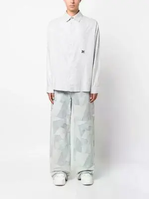 Palm Angels Monogram-embroidered Striped Shirt
