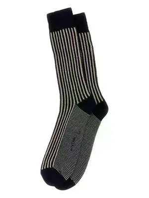 ANT45 Striped Ribbed Capri Socks - Blue