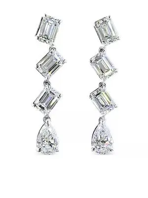 JEWELS AFICIONADO 14k White Gold Diamond Drop Earrings - Silver