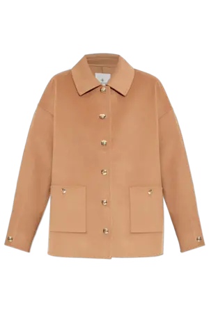 ANINE BING Wool And Cashmere Jacket With Gold Button Accents - Brown