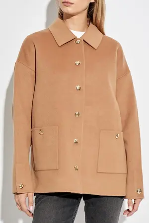 ANINE BING Wool And Cashmere Jacket With Gold Button Accents - Brown