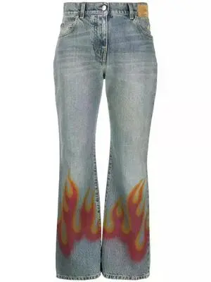 Palm Angels Flame-print Flared Jeans