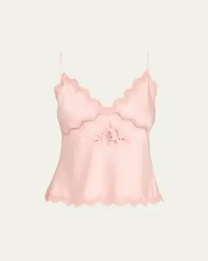LoveShackFancy Evony Satin Crepe Top - Quartz