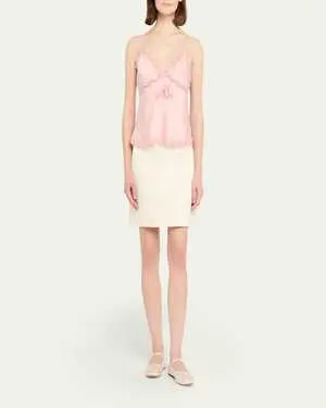 LoveShackFancy Evony Satin Crepe Top