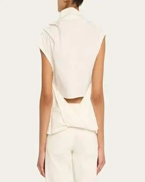 GANNI Ruched Asymmetric Blouse