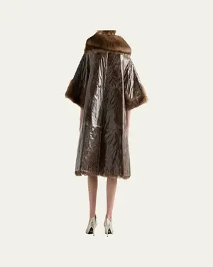 Prada Pvc-coated Shearling Single-breasted Coat