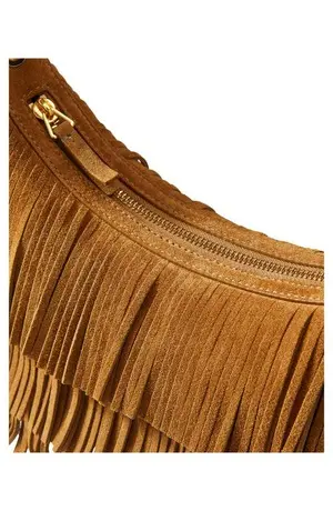 Veronica Beard Small Fortune Fringe Suede Shoulder Bag