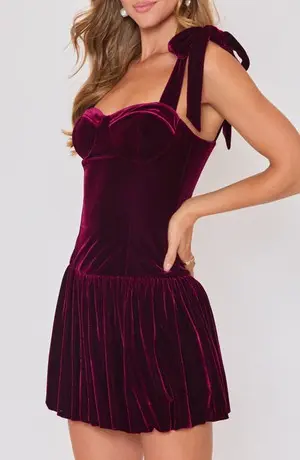 VICI Veronica Velvet Bubble Hem Mini Dress