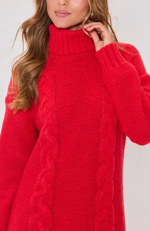 VICI Olivia Turtleneck Long Sleeve Mini Sweater Dress