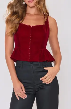 VICI Velvet Peplum Top