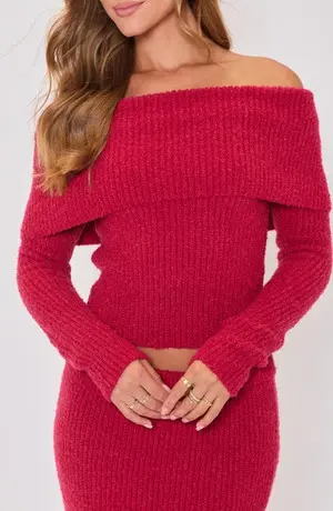 VICI Off-the-shoulder Cropped Sweater