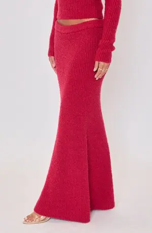 VICI Ribbed Maxi Skirt - Wine