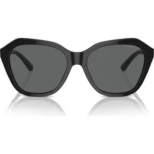 Emporio Armani 56mm Irregular Sunglasses - Shiny Black/dark Grey