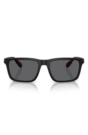 Emporio Armani 57mm Rectangle Sunglasses - Matte Black/grey Polar