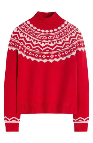 Boden Marion Fair Isle Wool Mock Neck Sweater