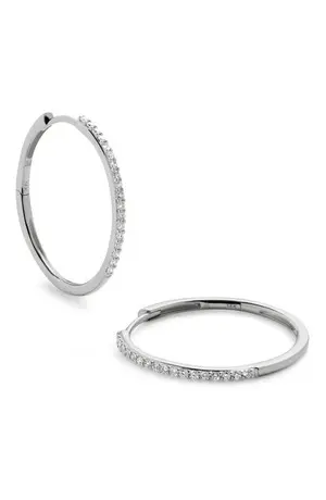 Monica Vinader Medium Pavé Lab Grown Diamond Hoop Earrings - 14k Solid White Gold/diamond