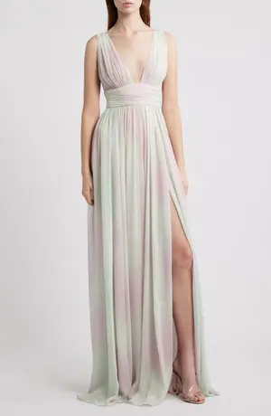 LoveShackFancy Madeline Gathered Sleeveless Gown - Misty Iris