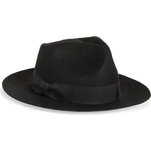 RENÉ MANTILLA, NEW YORK Felted Wool Fedora With Grossgrain Ribbon - Black