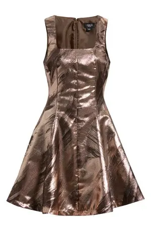 CECE DUPRAZ Metallic Fit & Flare Minidress