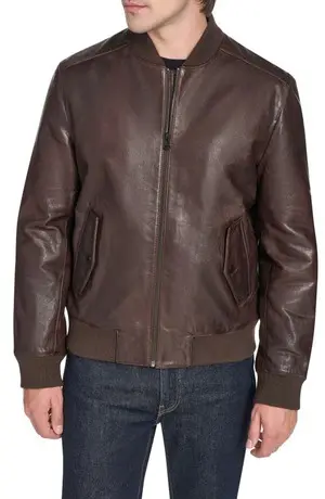 Cole Haan Leather Bomber Jacket