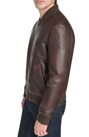 Cole Haan Leather Bomber Jacket